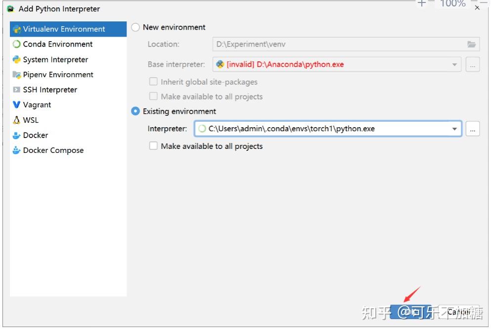Pycharm中导入自己创建的虚拟环境，实时切换！实验必备技巧！！ - 知乎