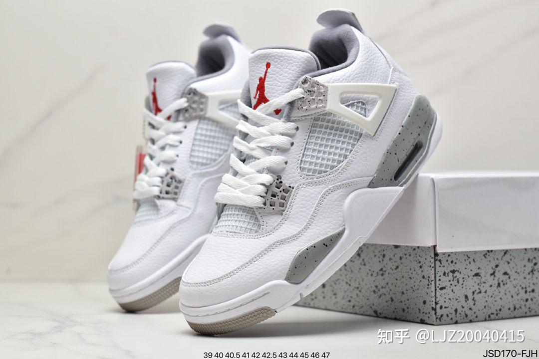 AJ4 乔丹4代 aj4 乔4 白水泥 乔丹篮球鞋系列 ，鞋舌上经典的 4 代 Jumpman Logo + Flight 字样格外抢眼 ...