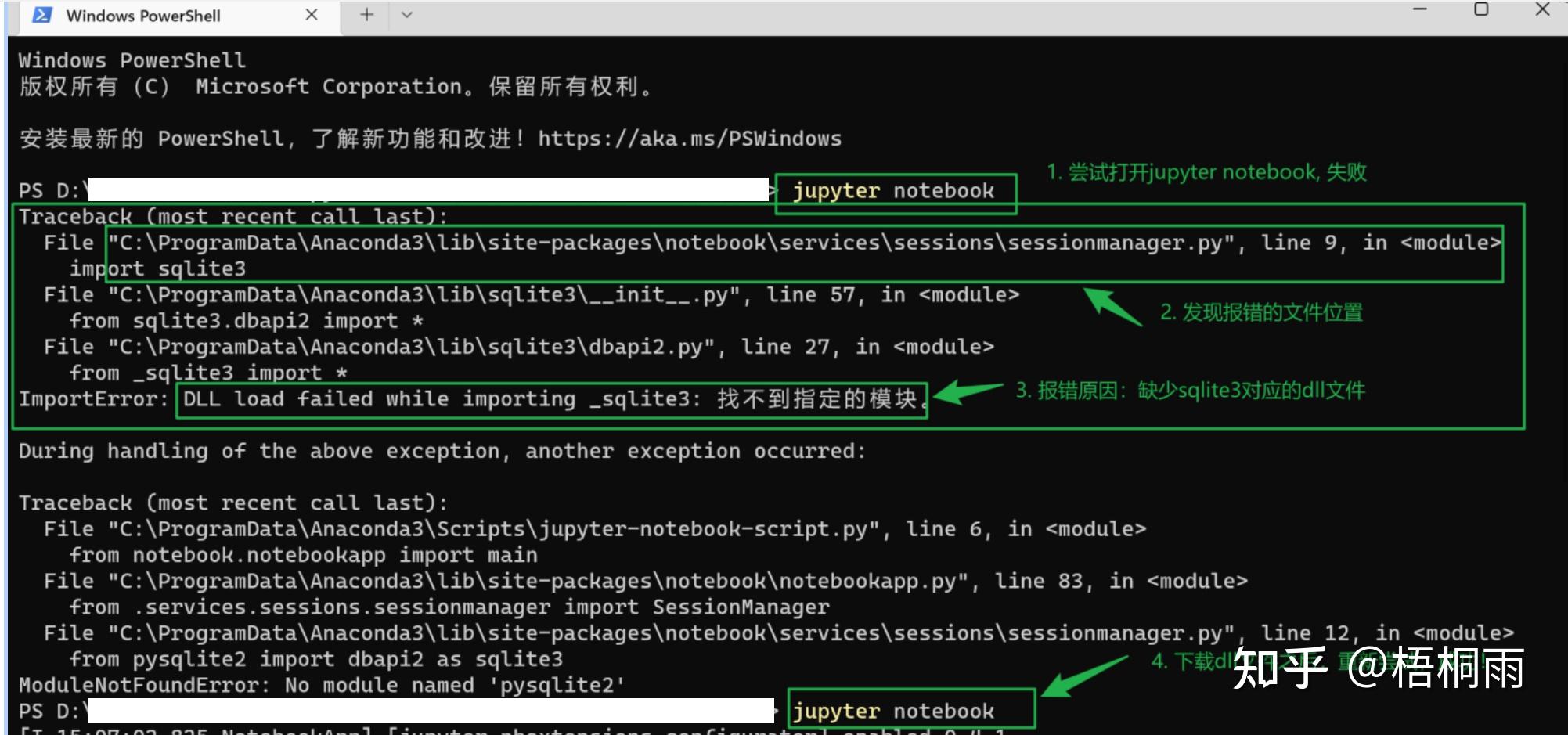 启动jupyter notebook报错：ModuleNotFoundError: No module named 'pysqlite2'的解决方法 - 知乎
