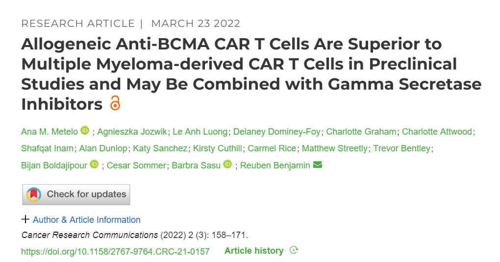 健康供体来源的BCMA CAR-T细胞疗效要优于自体产品? - 知乎