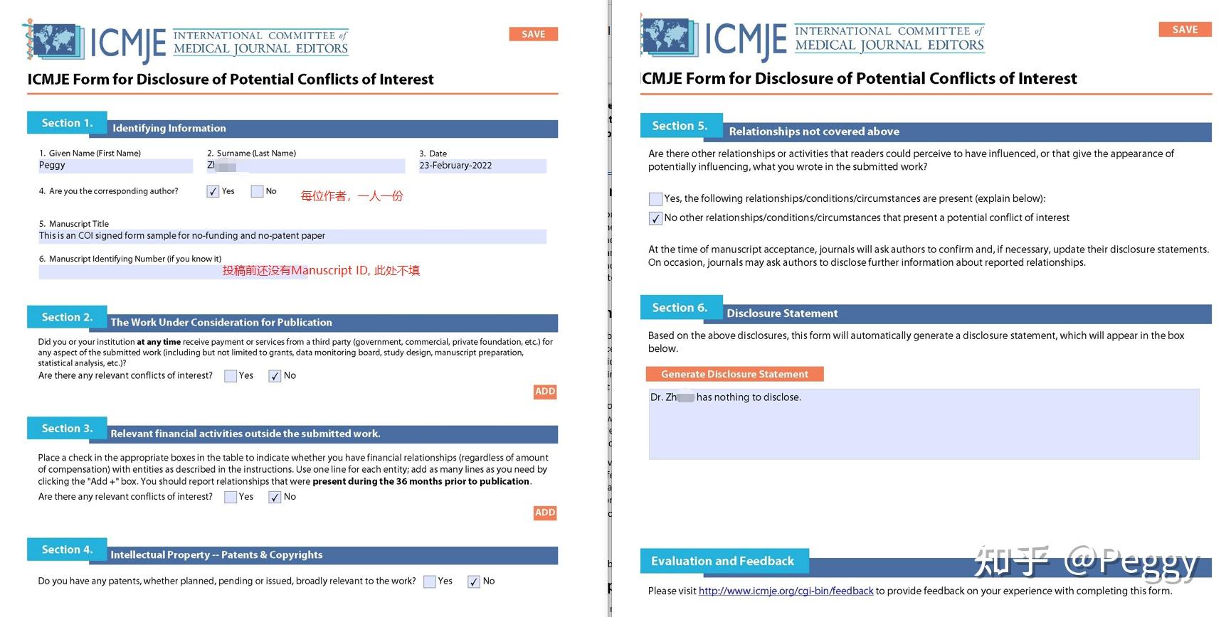 填写ICMJE COI form 利益冲突表（样例） - 知乎