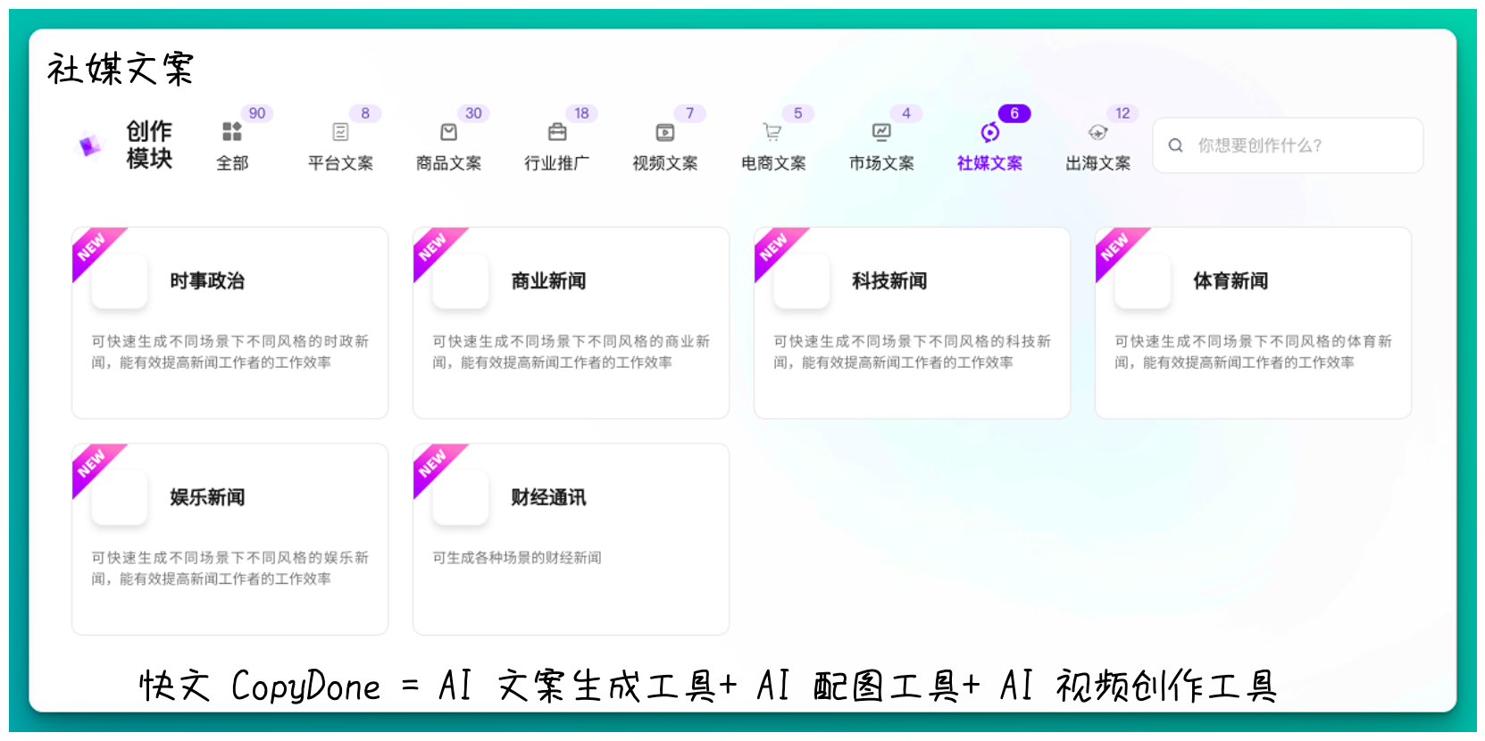 快文 CopyDone：强大专业的 AI 营销内容文案创作工具，支持内容一键生成、自动配图、图文转视频等一站式服务的专业写作 AI - 知乎