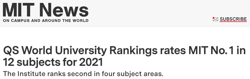 2021QS榜单发布：计算机专业排名MIT斯坦福霸榜 - 知乎
