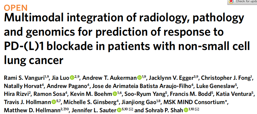 Nat Cancer | 多模态数据整合预测肺癌患者对PD-（L）1疗法的反应 - 知乎