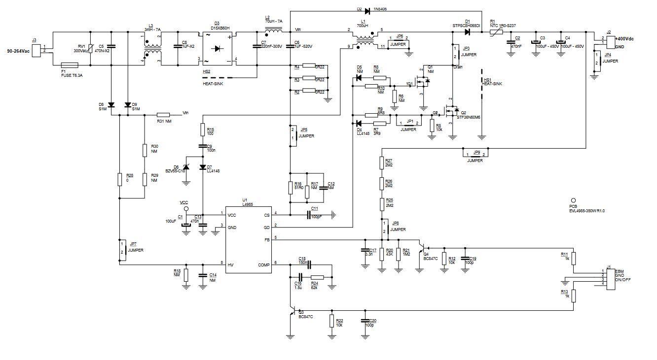 基于ST L4985的低THD 350W CCM-PFC预调节器EVL4985-350W DEMO方案介绍 - 知乎