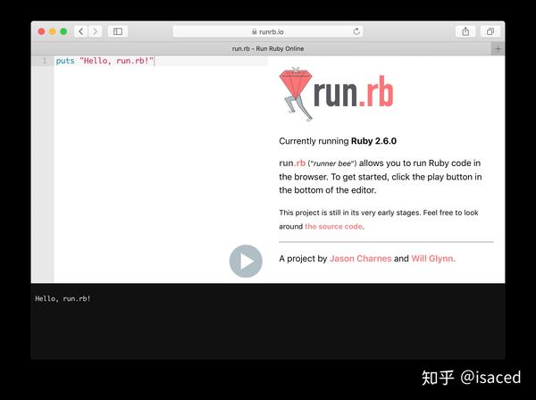 Run.rb - 在浏览器中运行 Ruby - 知乎
