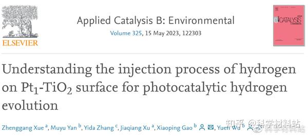 中科大吴宇恩教授ACB：Pt1-TiO2单原子催化剂的表面氢注入过程提升光催化产氢活性 - 知乎