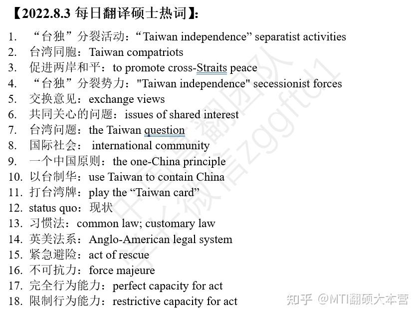 MTI和CATTI必背！2022年1-8月翻译硕士MTI考研热词汇总+PDF下载 - 知乎