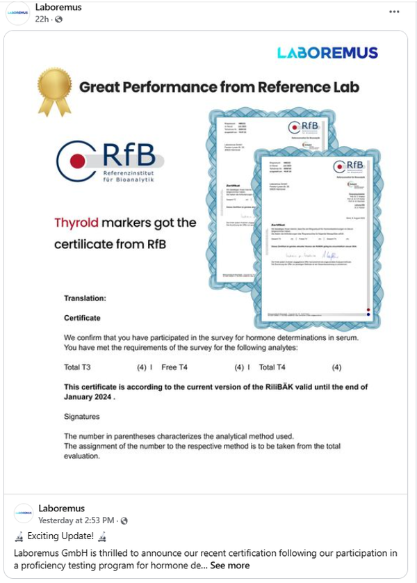 捷报！德国第三方实验室Laboremus检测项目荣获德国参比实验室RfB认证！ - 知乎