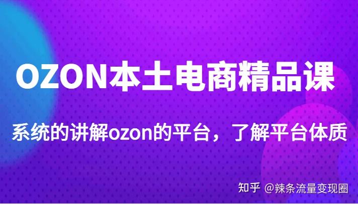 【跨境电商分享】OZON本土电商精品课，系统的讲解ozon的平台，了解平台体质（价值3999元） - 知乎