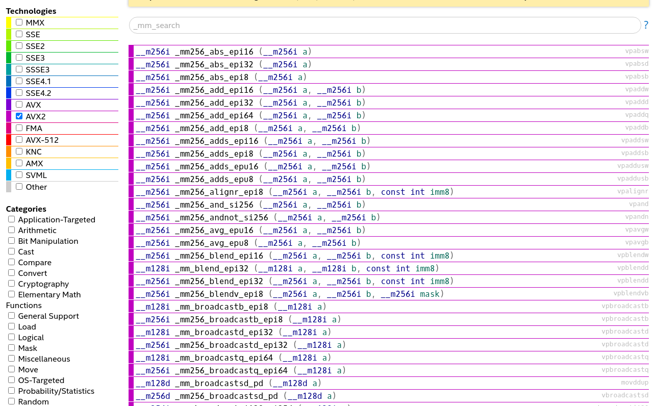 酷站推荐 - intel-intrinsics.com - Intel Intrinsics Guide | SIMD, SSE, AVX, AVX2, AVX512 - 知乎