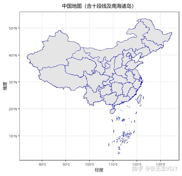 中国地图包含十段线、南海诸岛R语言绘制 - 知乎