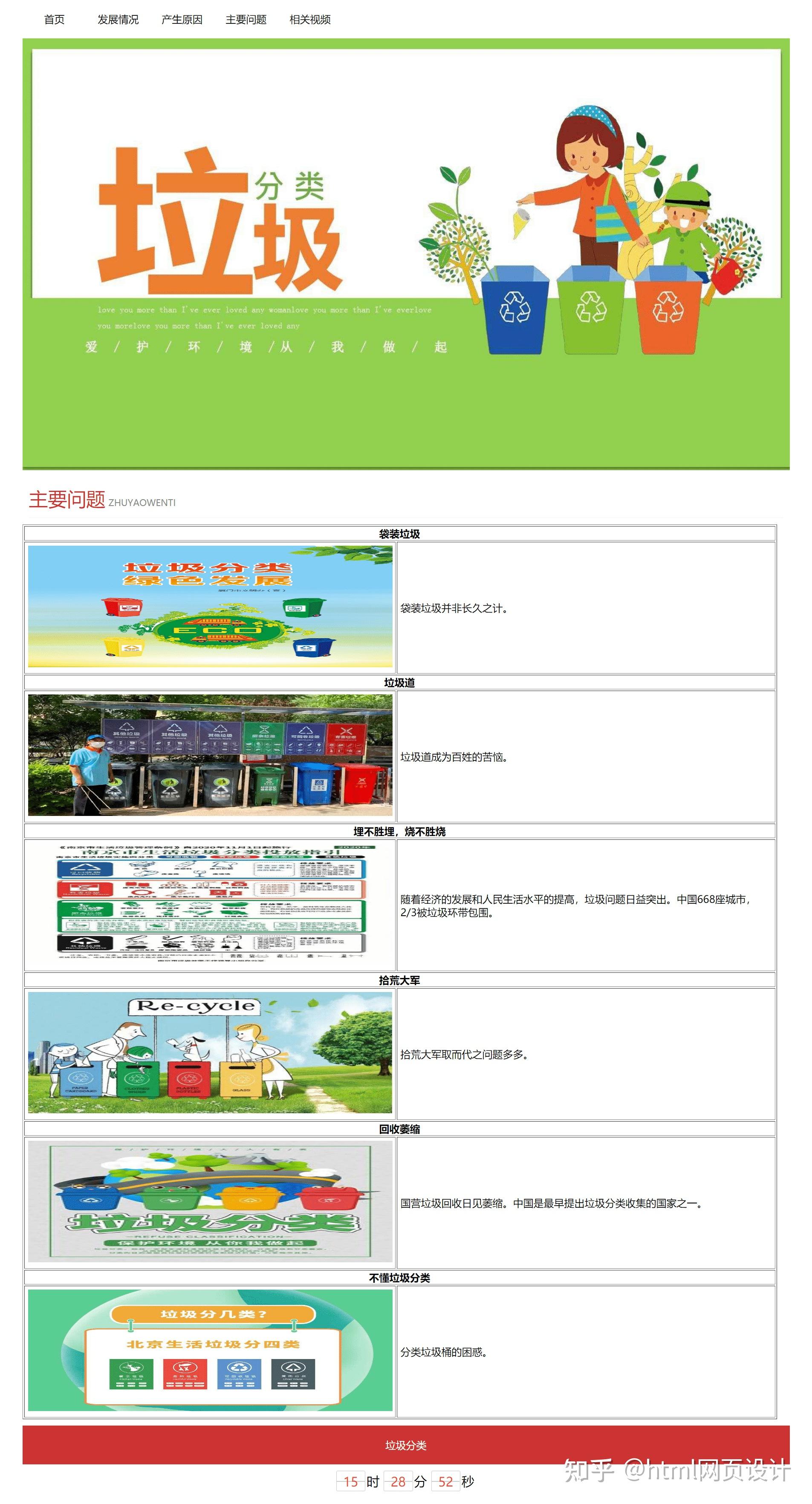 Web大学生网页作业成品——环保垃圾分类网站设计与实现htmlcssjavascript Web前端开发技术 Web课程设计 网页规划与设计 知乎