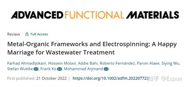 Adv. Funct. Mater.：MOF遇见静电纺丝，解锁水处理新视角 - 知乎