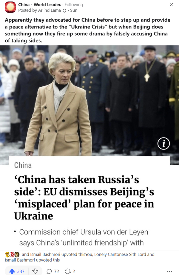 “中国没有太多的信誉，因为它没有谴责对乌克兰的非法入侵。” ——北约秘书长延斯斯托尔滕贝格说 知乎