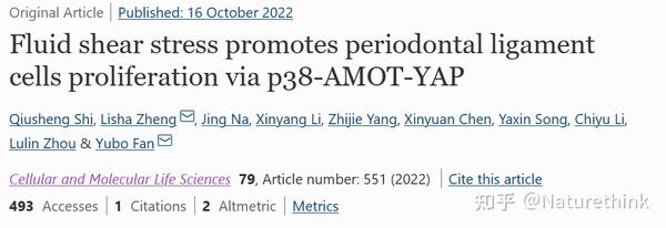 流体剪切应力通过p38-AMOT-YAP促进牙周膜细胞增殖 - 知乎