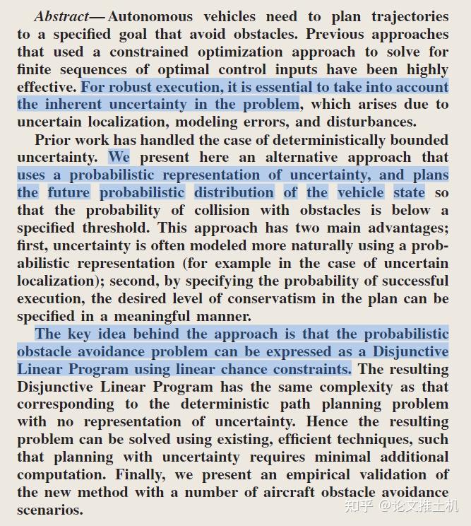 A Probabilistic Approach to Optimal Robust Path Planning with Obstacles - 知乎