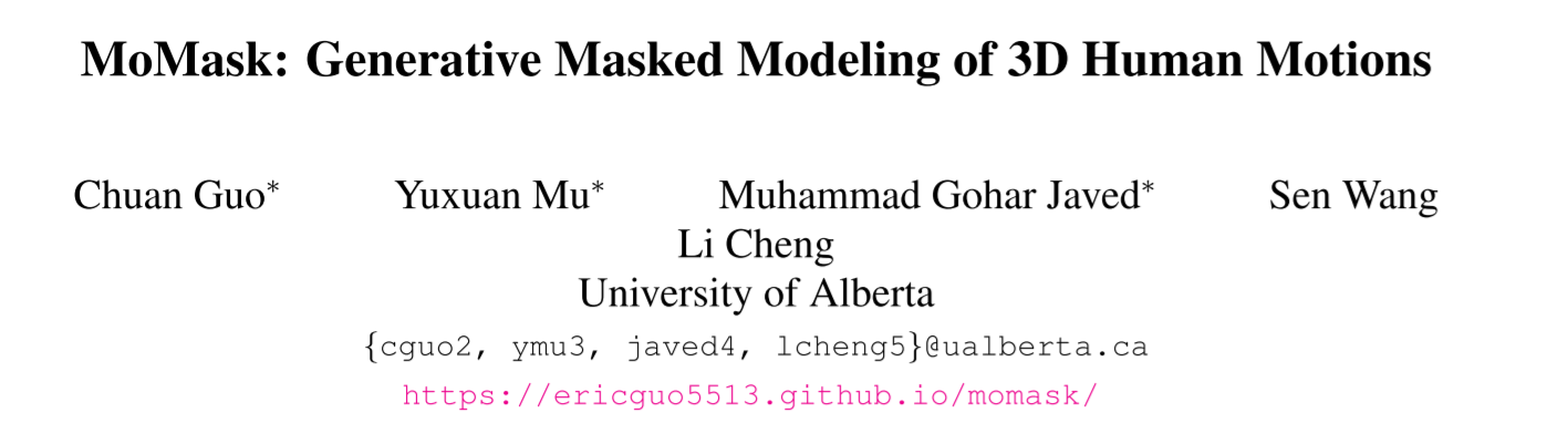 MoMask: Generative Masked Modeling of 3D Human Motions - 知乎