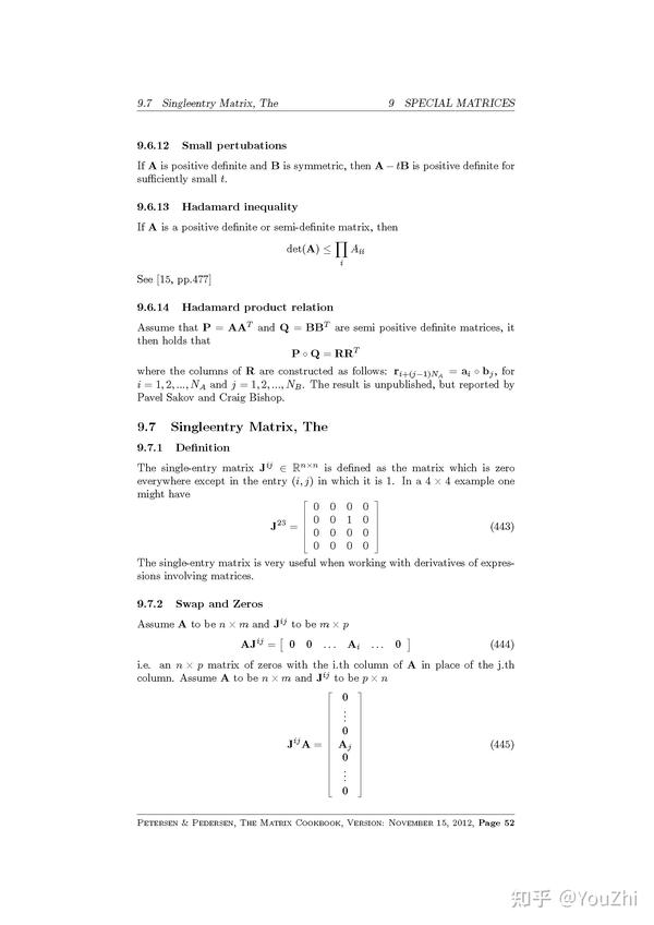 矩阵微积分公式查表(The Matrix Cookbook) - 知乎