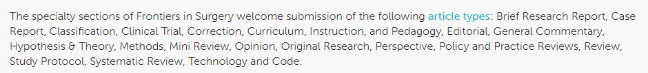 sci快发 | Frontiers in Surgery：JCR2区，接收快，看似神刊但扩刊严重，慎重投稿！ - 知乎