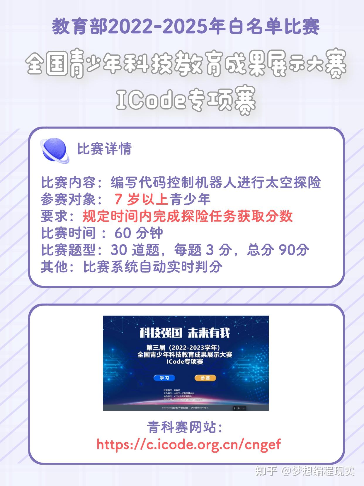 教育部白名单比赛：全国青少年科技教育成果展示大赛ICode专项赛 - 知乎