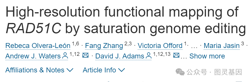Cell | 饱和基因组编辑评估RAD51C变异的癌症风险 - 知乎