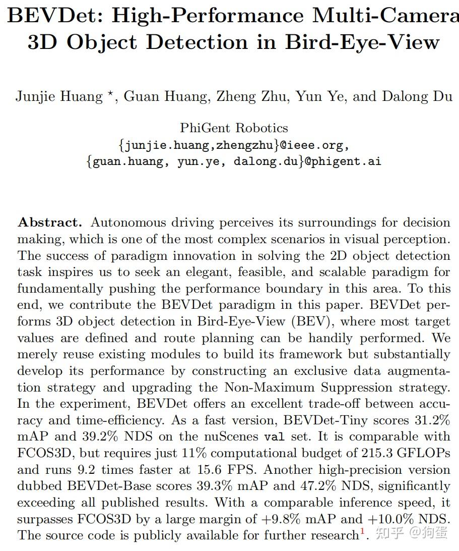BEV-11:BEVDet - 知乎