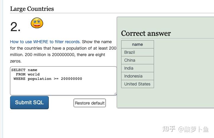 【刷题】SQLZOO（1-6） - 知乎