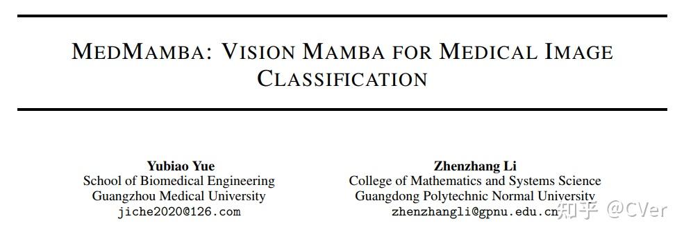 Mamba再下一城！MedMamba：医学图像分类的视觉Mamba - 知乎