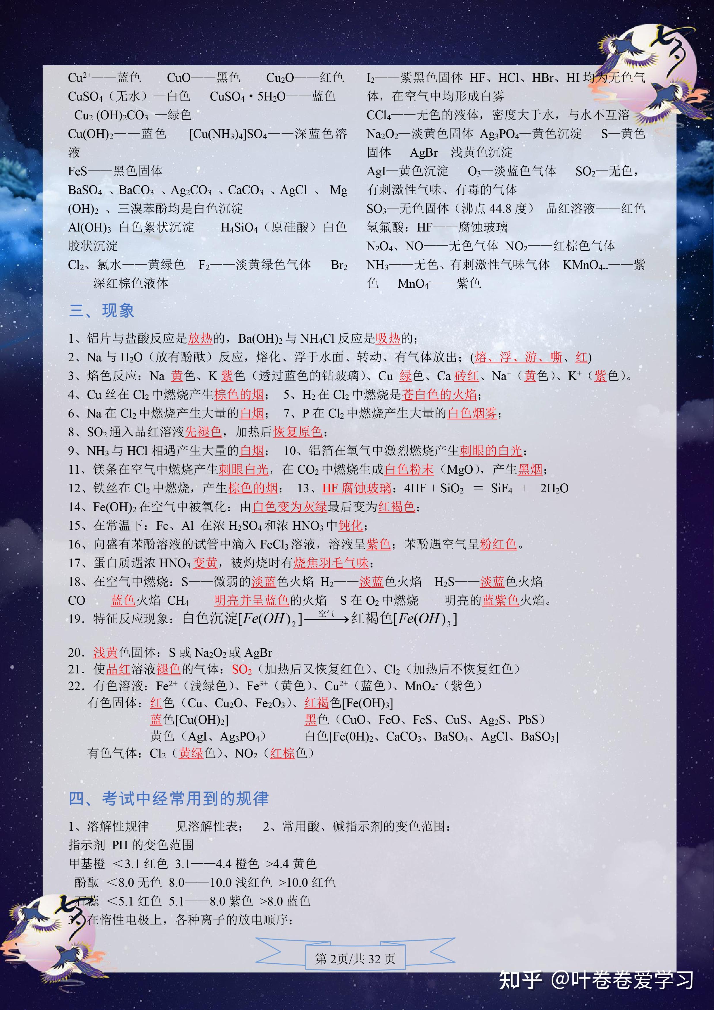 超全高中化学经典知识点总结 共10页 电子版 可打印 知乎