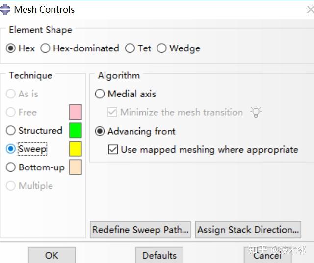 abaqus系列技巧2：如何在abaqus中用扫掠的方法画六面体网格 - 知乎