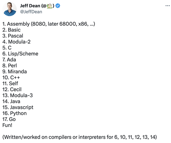 谷歌最好的程序员 Jeff Dean：我用过 18 种编程语言 - 知乎