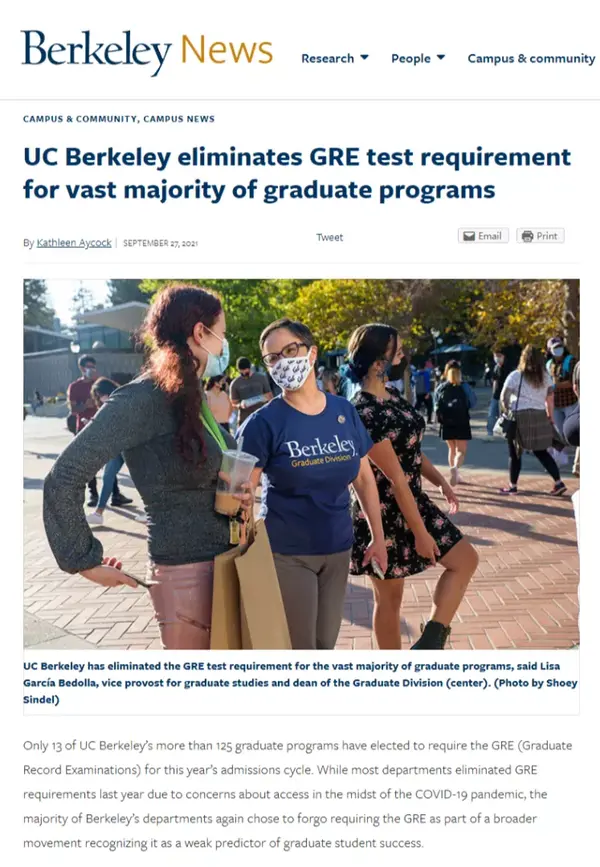 朋乐教育：UCB官宣125个研究生专业取消GRE！还有哪些学校也无需GRE？ - 知乎