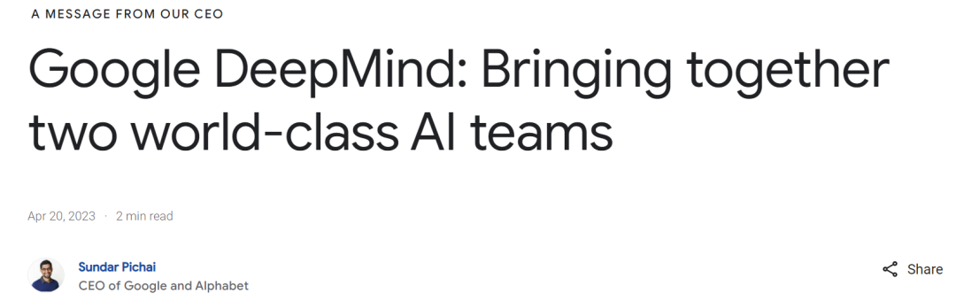 合并DeepMind和Google Brain，谷歌迎来AI新时代 - 知乎