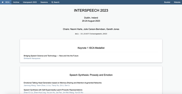 INTERSPEECH 2023论文公开链接(paper list) - 知乎