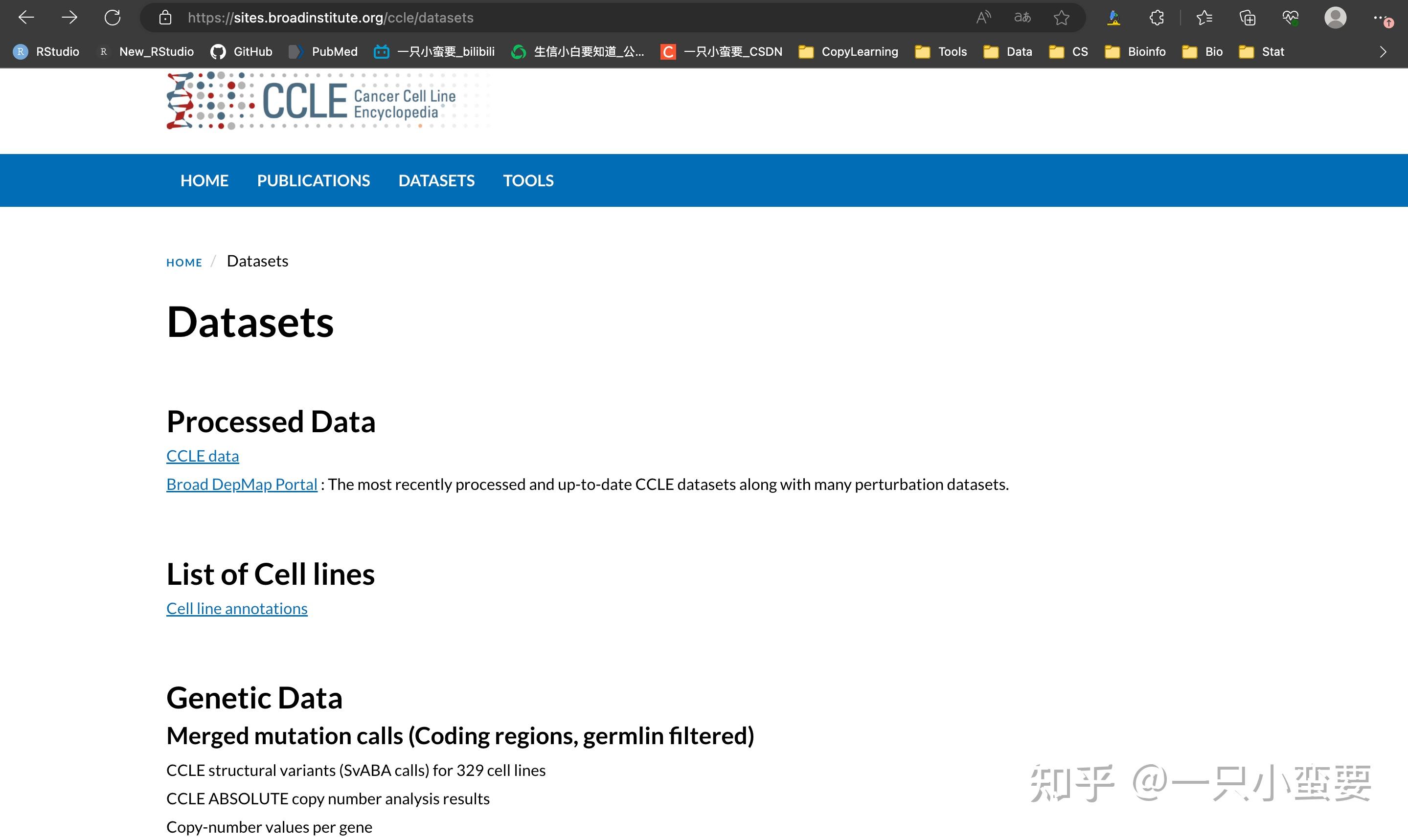 CCLE 数据库 - 癌细胞系多组学及药物敏感性数据 - 知乎