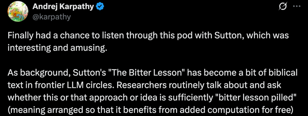 Andrej Karpathy回应强化学习之父Sutton最新观点「LLM是“死路一条”」 - 知乎