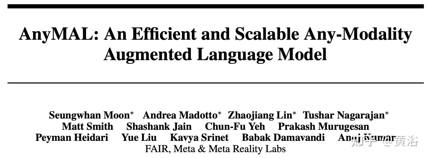 AnyMAL: 一个高效规模化任意模态的增强语言模型 - 知乎