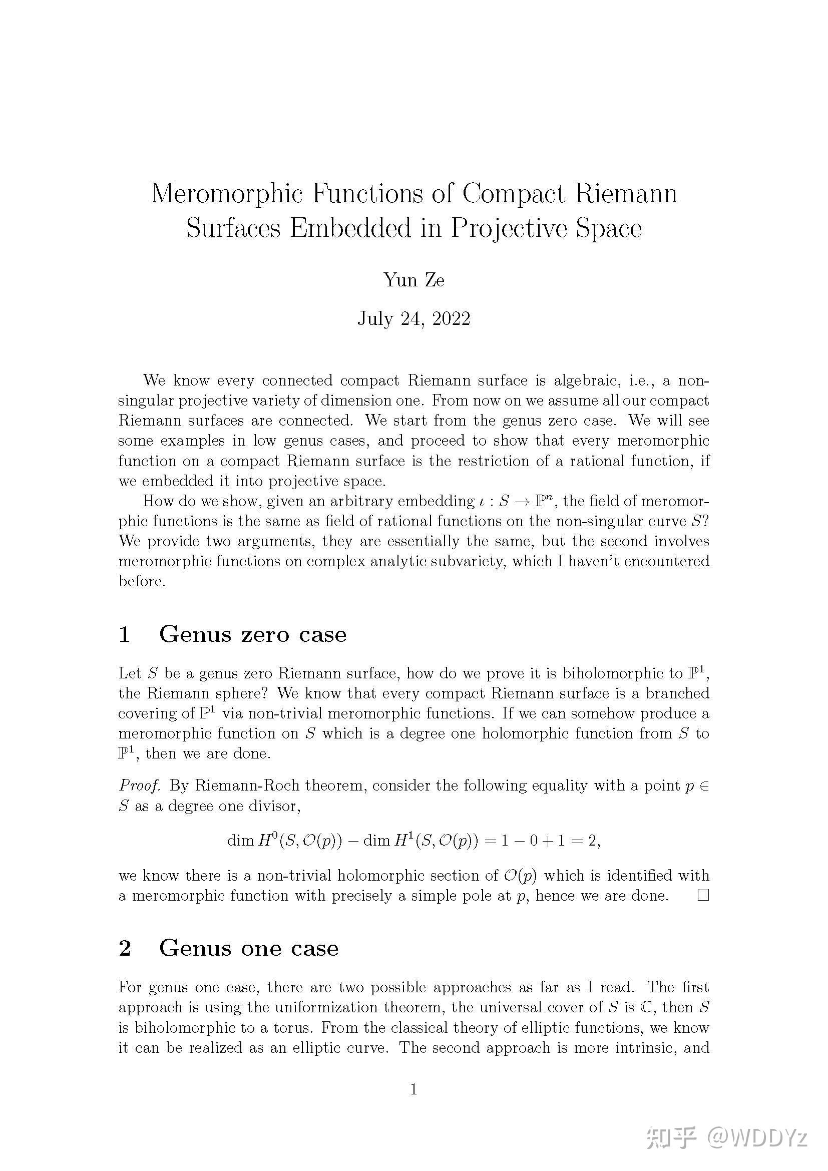 Meromorphic functions on Compact Riemann Surfaces - 知乎
