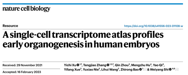 Nat Cell Biol︱施威扬/鲍志戎团队合作绘制人类胚胎器官发生时期单细胞图谱 - 知乎