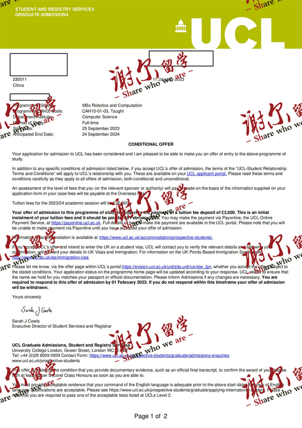 Share Offer丨UCL成功上岸 Robotics and Computation！！ - 知乎