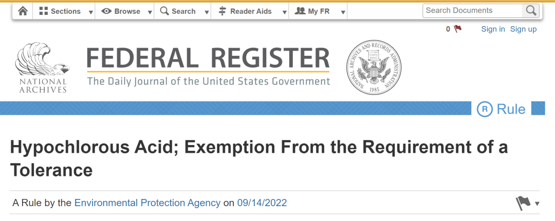 美国EPA豁免次氯酸在公共饮食场所食品接触面残留限量 - 知乎