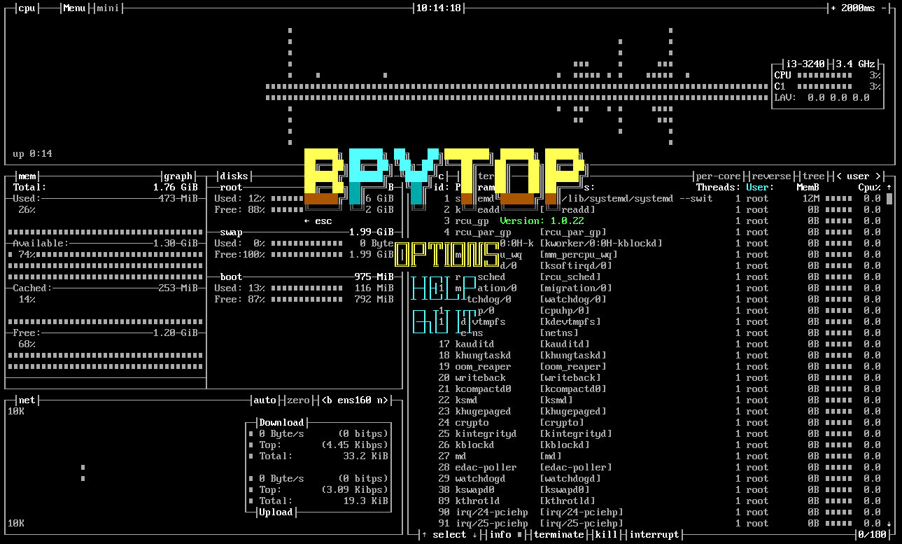 Linux中一个高效的资源监控器 – Bpytop - 知乎