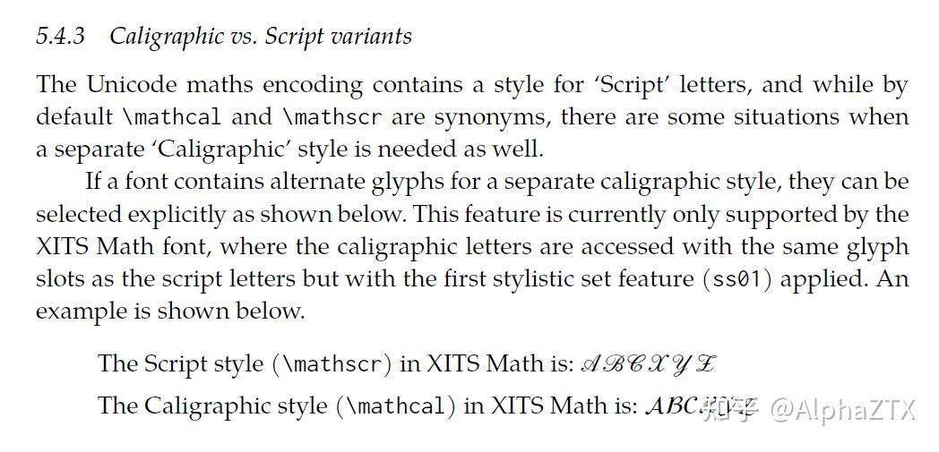 【LaTeX/unicode-math】使用不同风格的「花体」字母 - 知乎
