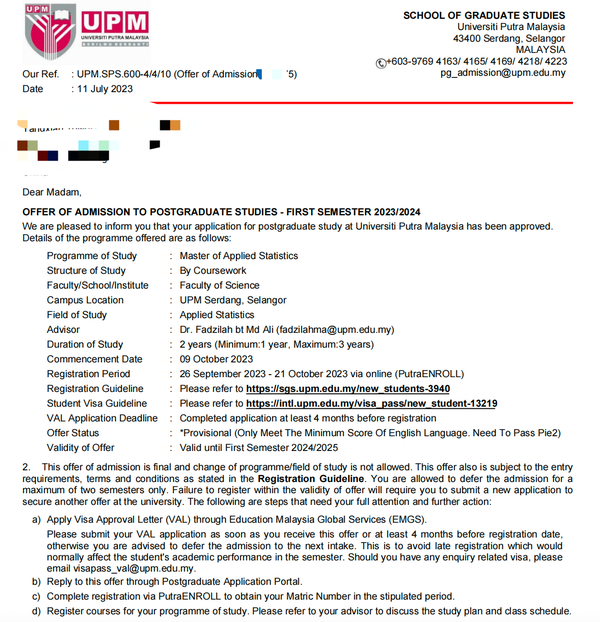 三个月UPM博特拉大学终于给了应用统计学硕士offer，USM理科大学三个月还没出结果。。。 - 知乎