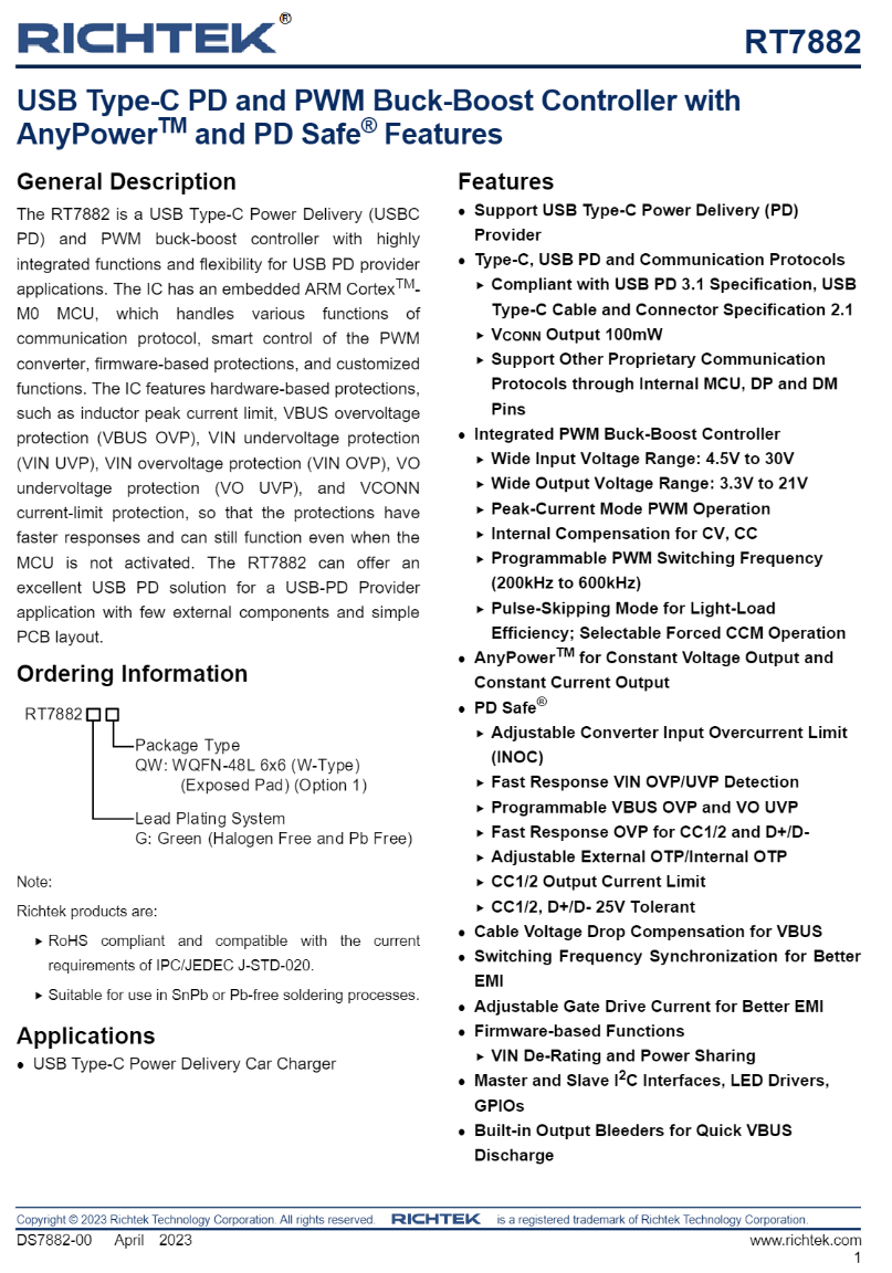 立锜科技推出内置多协议同步升降压控制器RT7882 - 知乎