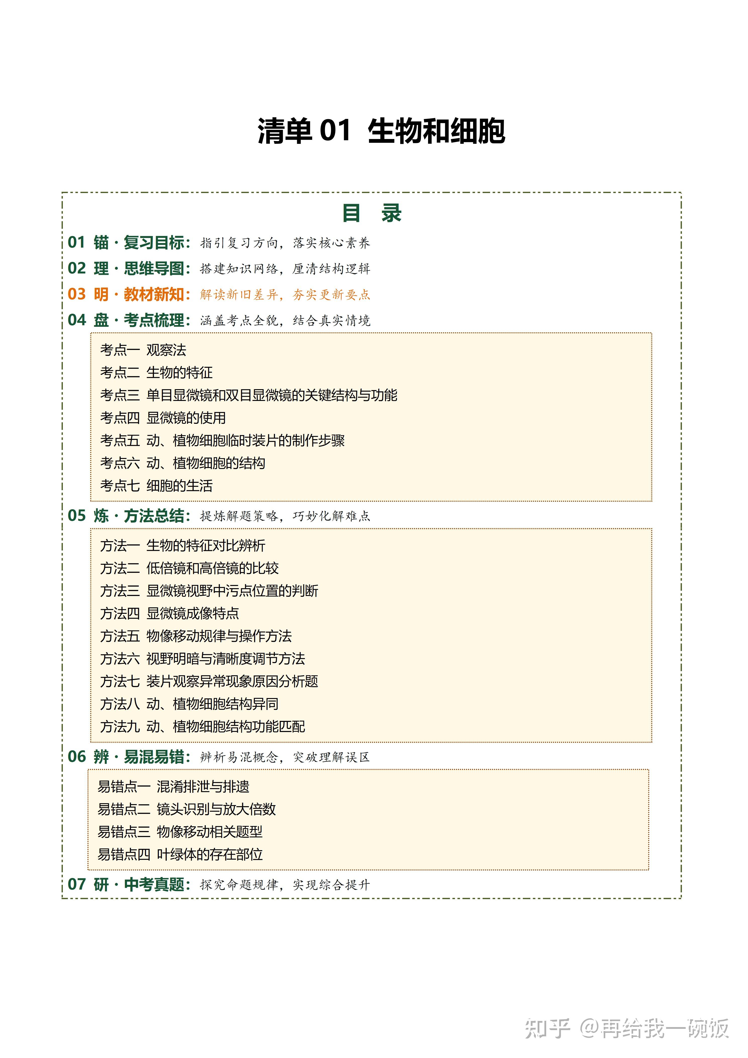 初中生物——2026年中考一轮复习知识清单总结（全国通用） - 知乎