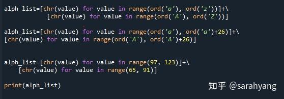 Python 生成字母列表 知乎 0829
