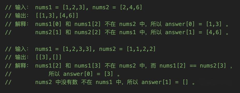LeetCode 2215 - 找出两数组的不同 [模拟](Python3|Go) - 知乎