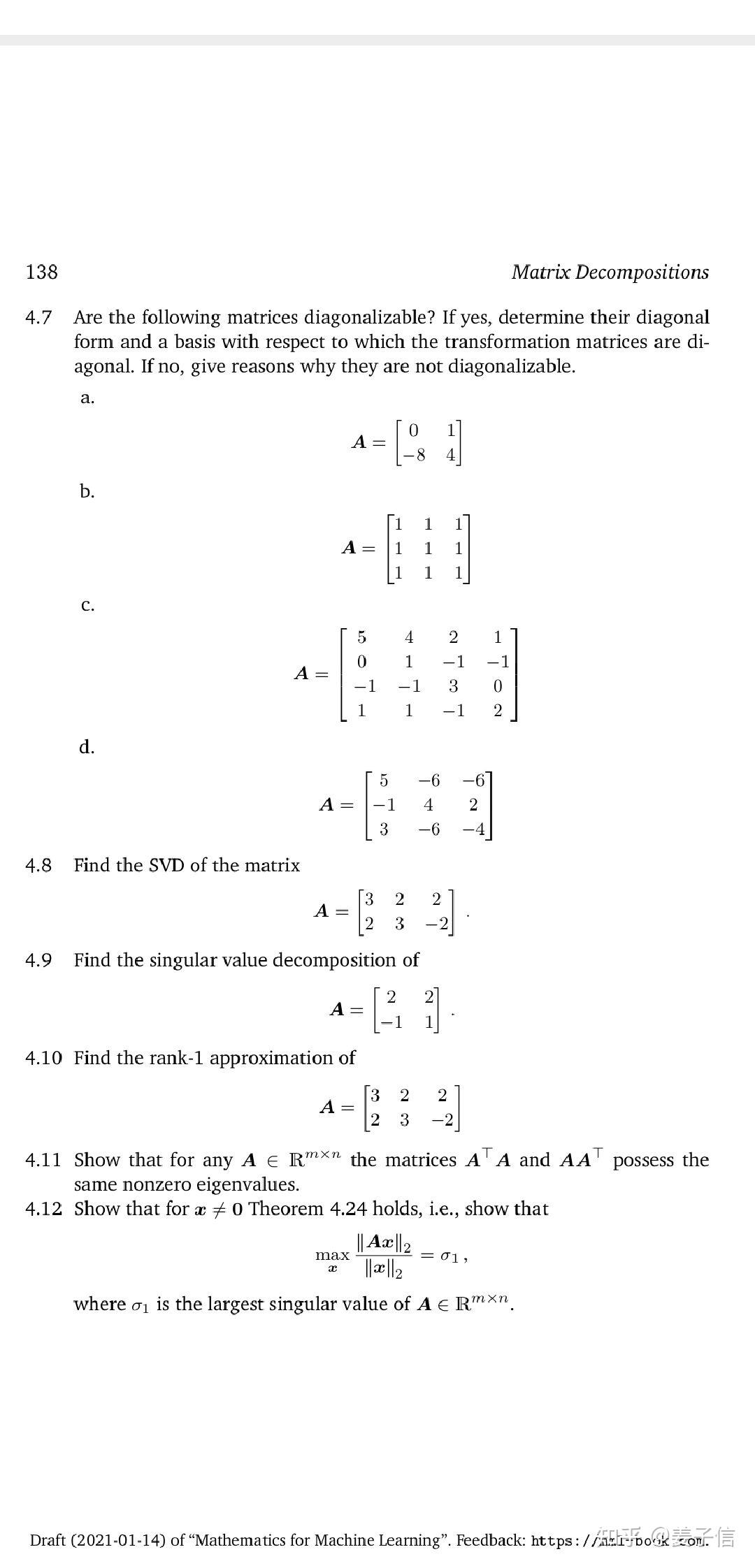 mml_MATHEMATICS FOR MACHINE LEARNING_习题答案3 - 知乎